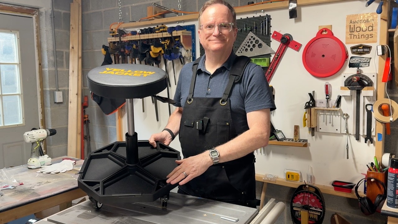 Adjustable Mechanic Stool with Wheels, Tool Tray Storage