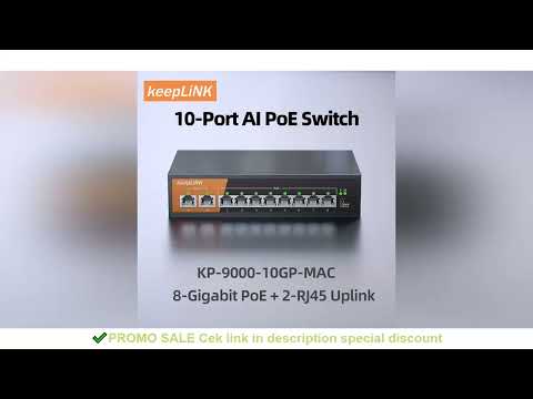 KeepLiNK 10-Port Gigabit Switch with 8-PoE and 2-RJ45 for Uplink Unmanaged Plug and Play
