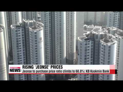 'Jeonse' to purchase price ratio at 68.8% last month: KB Kookmin Bank