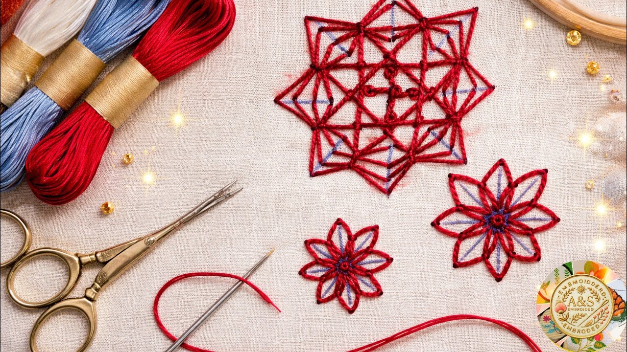 Very easy and Unique Geometric Embroidery Pattern | Trendy star pattern Design 2026 #viralvideo 