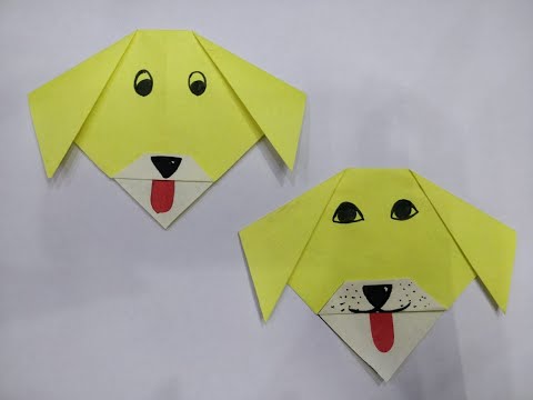 How to make an origami dog face || Paper craft for kids || Paper folding step by step tutorial.