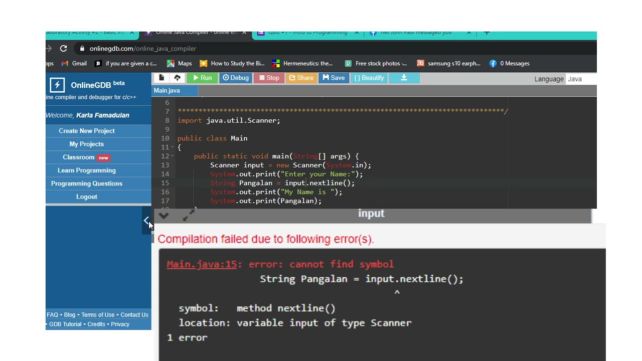 Debugging an error in Java Programming.