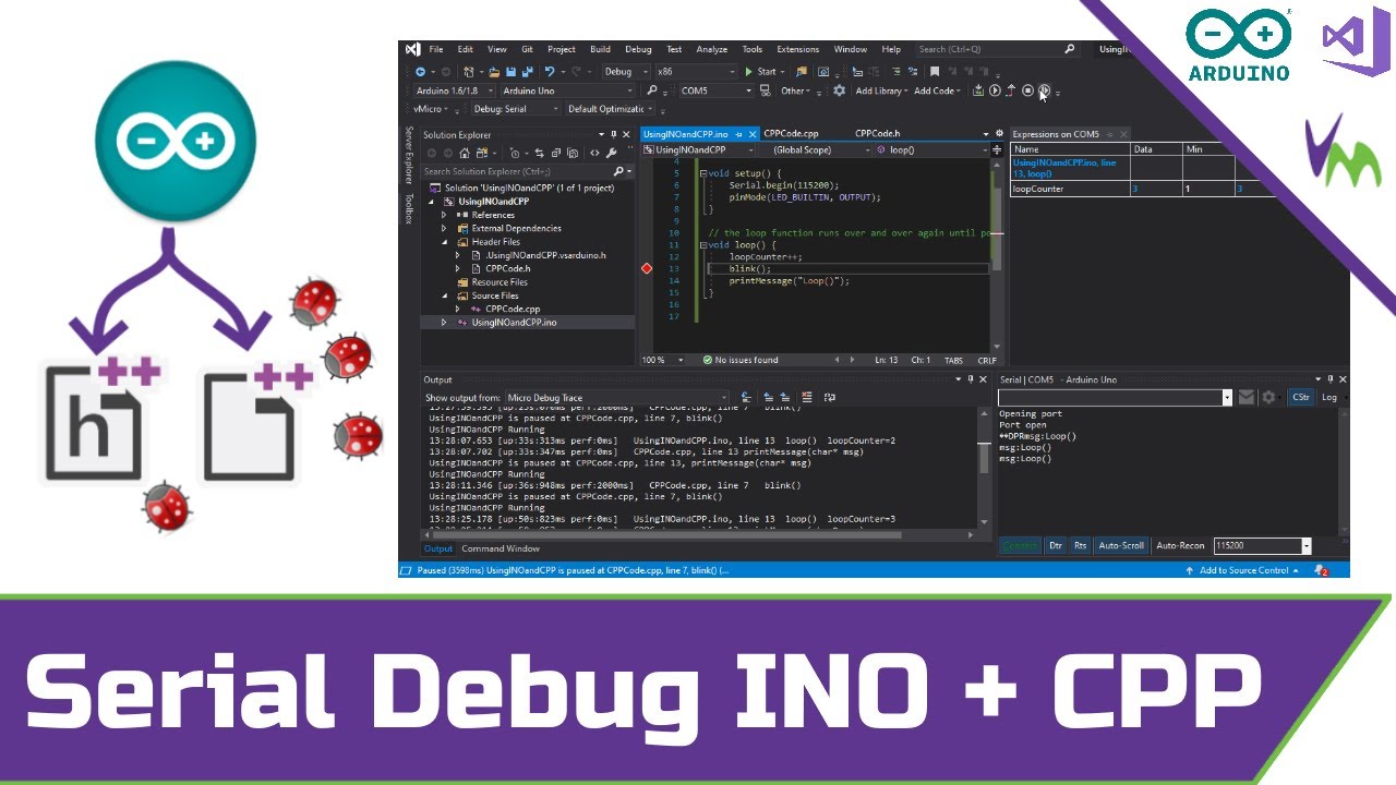 Debugging Arduino INO and CPP Projects Using Serial