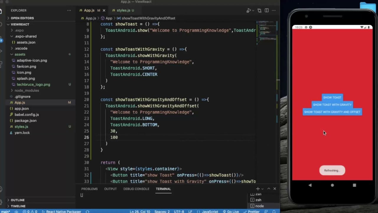 React Native Tutorial 38 - ToastAndroid - React Native