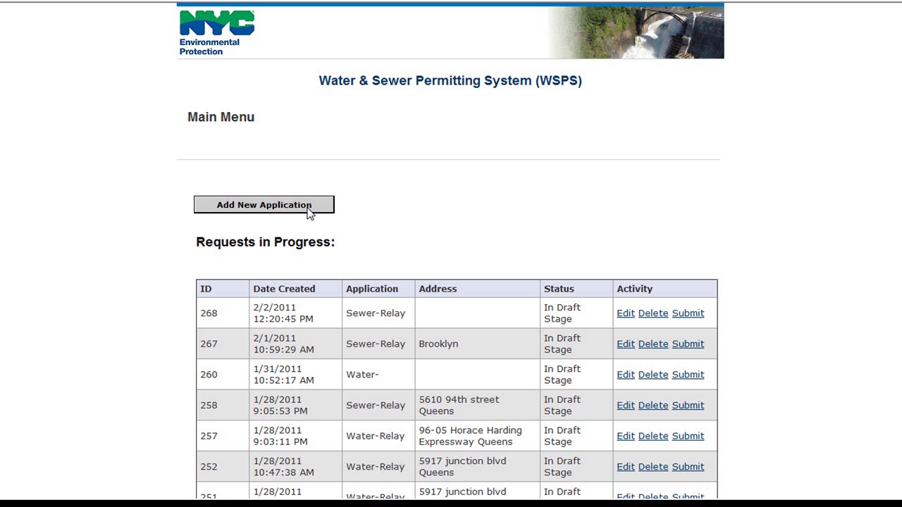 Water and Sewer Permitting System: Adding a New Application