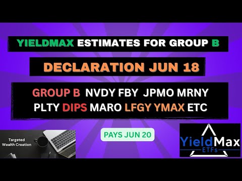 YIELDMAX GROUP B ESTIMATES FOR NVDY PLTY MARO FBY GDXY BABO YMAX YMAG AND ALL WEEKLIES