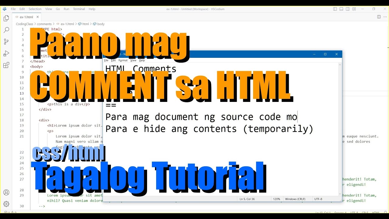 Paano mag COMMENT sa HTML?  - CSS/HTML Tutorial (Tagalog)