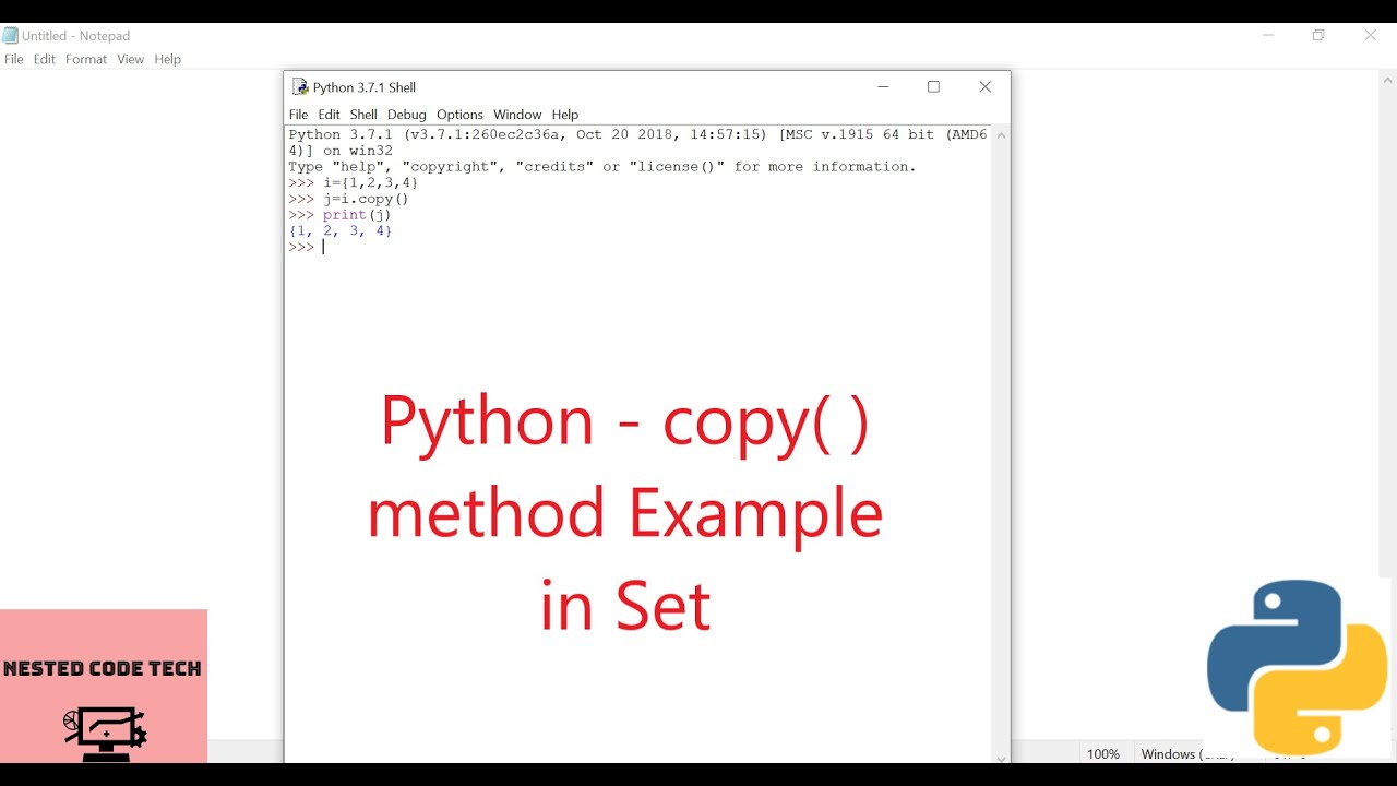 Python-copy( ) method Example in set