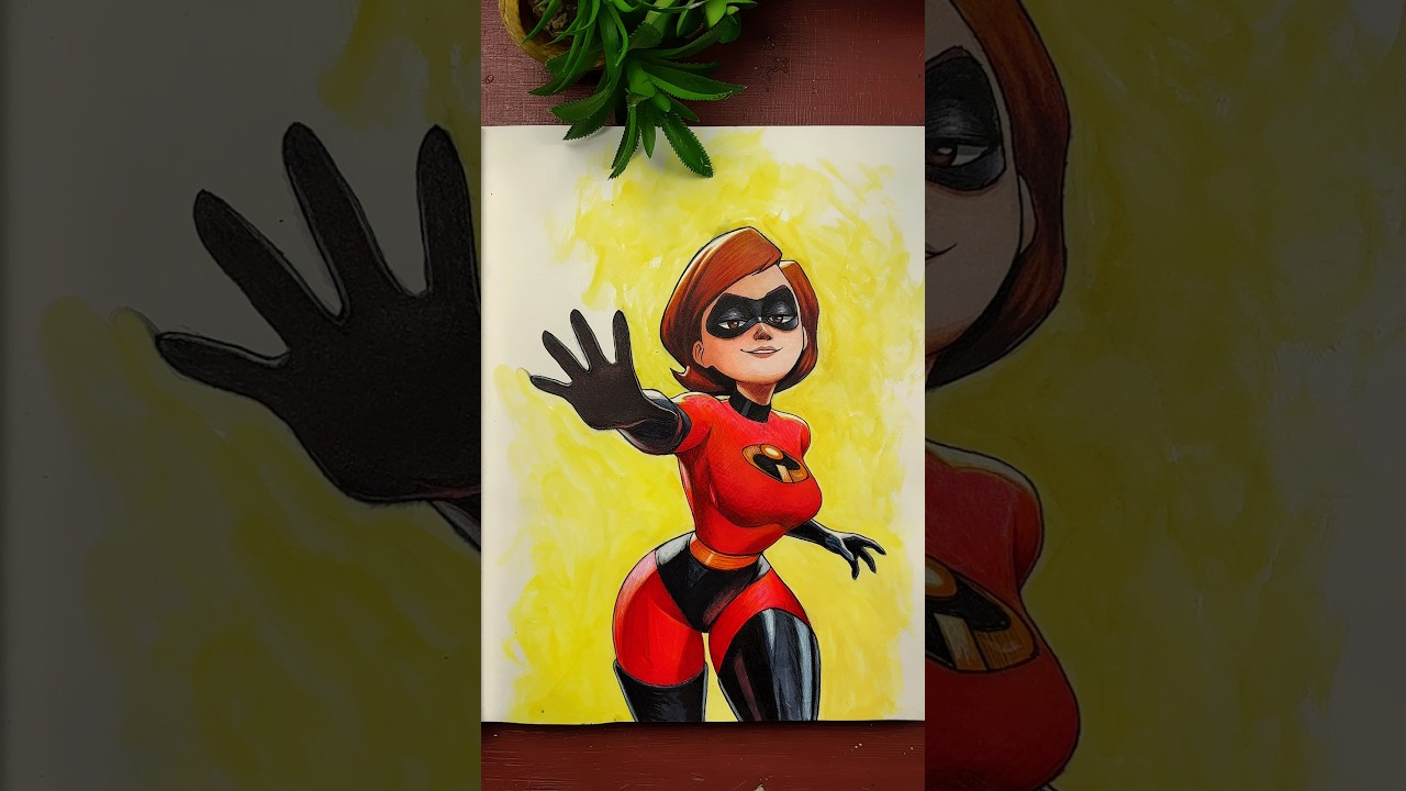 Drawing elastigirl #theincredibles #shorts #elastigirl #drawing #superhero