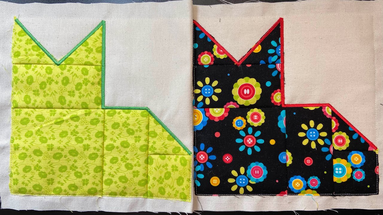 ITH Cat Quilt Block Machine Embroidery Stitchin’ With Sue