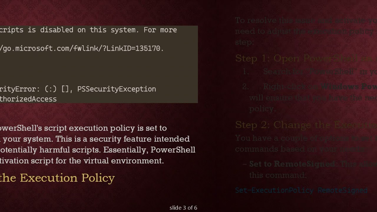Resolving PowerShell Script Execution Issues When Activating Python Virtual Environments
