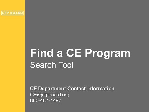 Using CFP Board’s “Find a CE Program” Search Tool