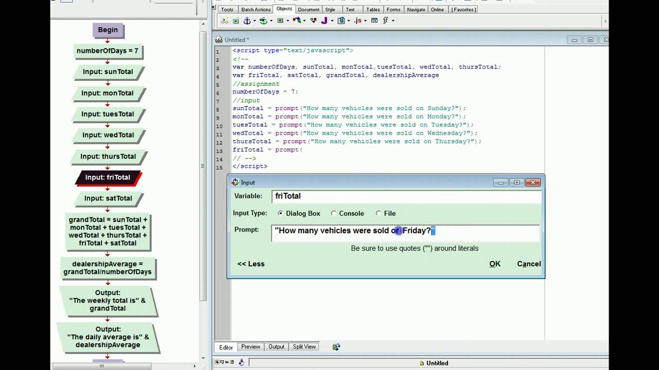 JavaScript - flowchart to code - car dealership