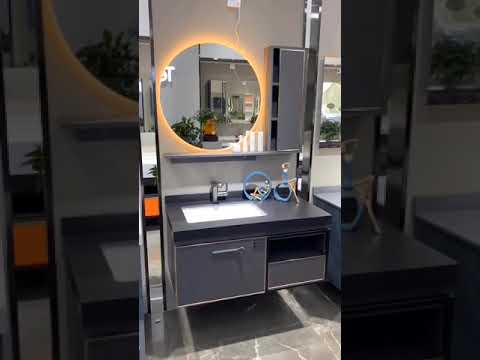new model bathroom vanity set with round led mirror
