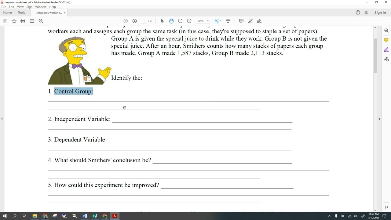 Simpson's Controls and Variables lecture