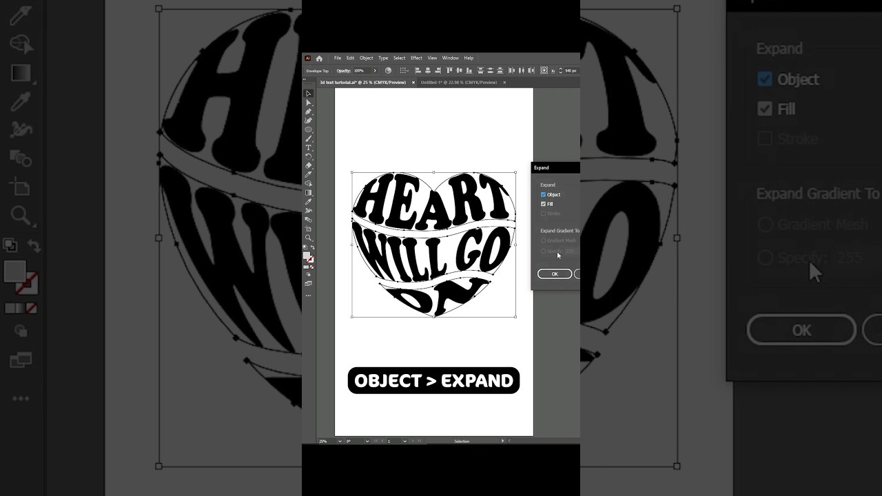 MAKE THIS with me! WARP TEXT. #learnadobe #text #illustrator  #beginners #learnyoutube #design #fyp