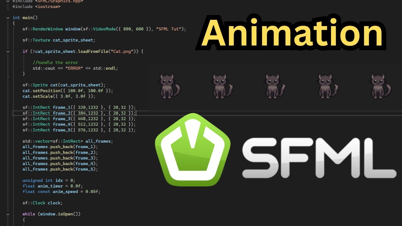 Learn SFML: Simple Sprite Animation Tutorial | Sprite Sheet Usage