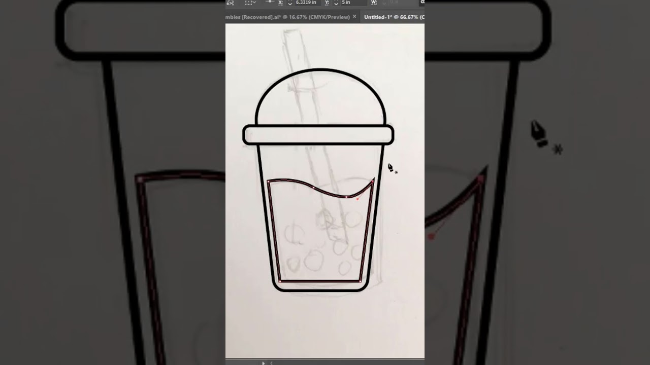 Milk Tea Vector Graphic in Adobe Illustrator CC #shorts