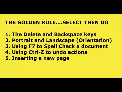 Word for ABSOLUTE beginners Part 2 Keyboard commands, Spell Check, document orientation and more