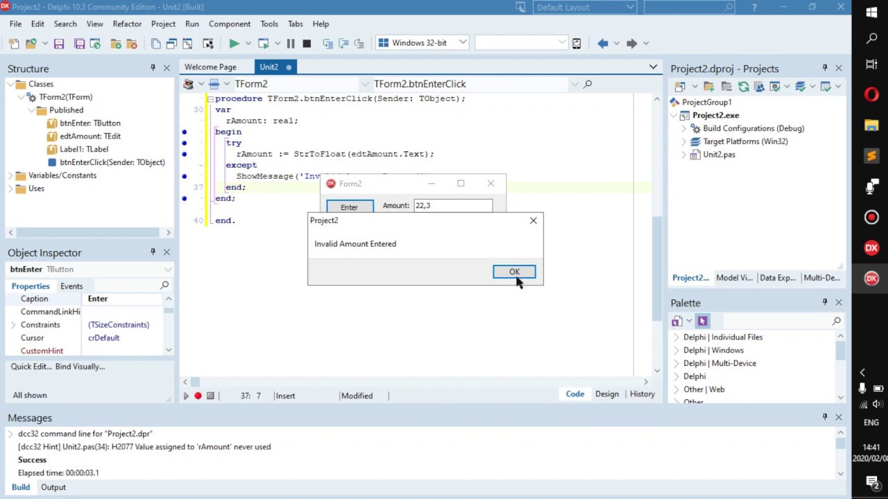 Try ... Except Blocks - Delphi Tutorial (Part 31)