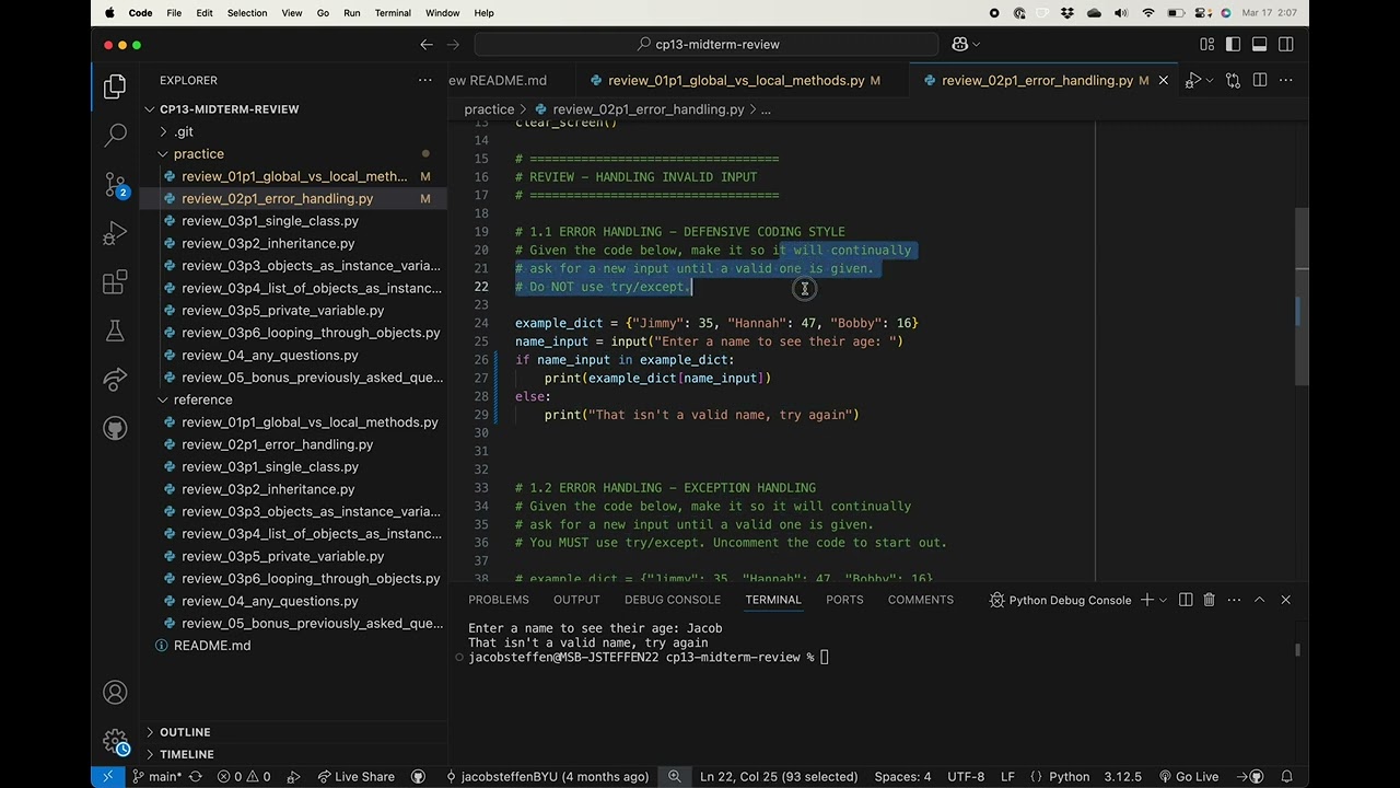 Midterm Review   Error Handling