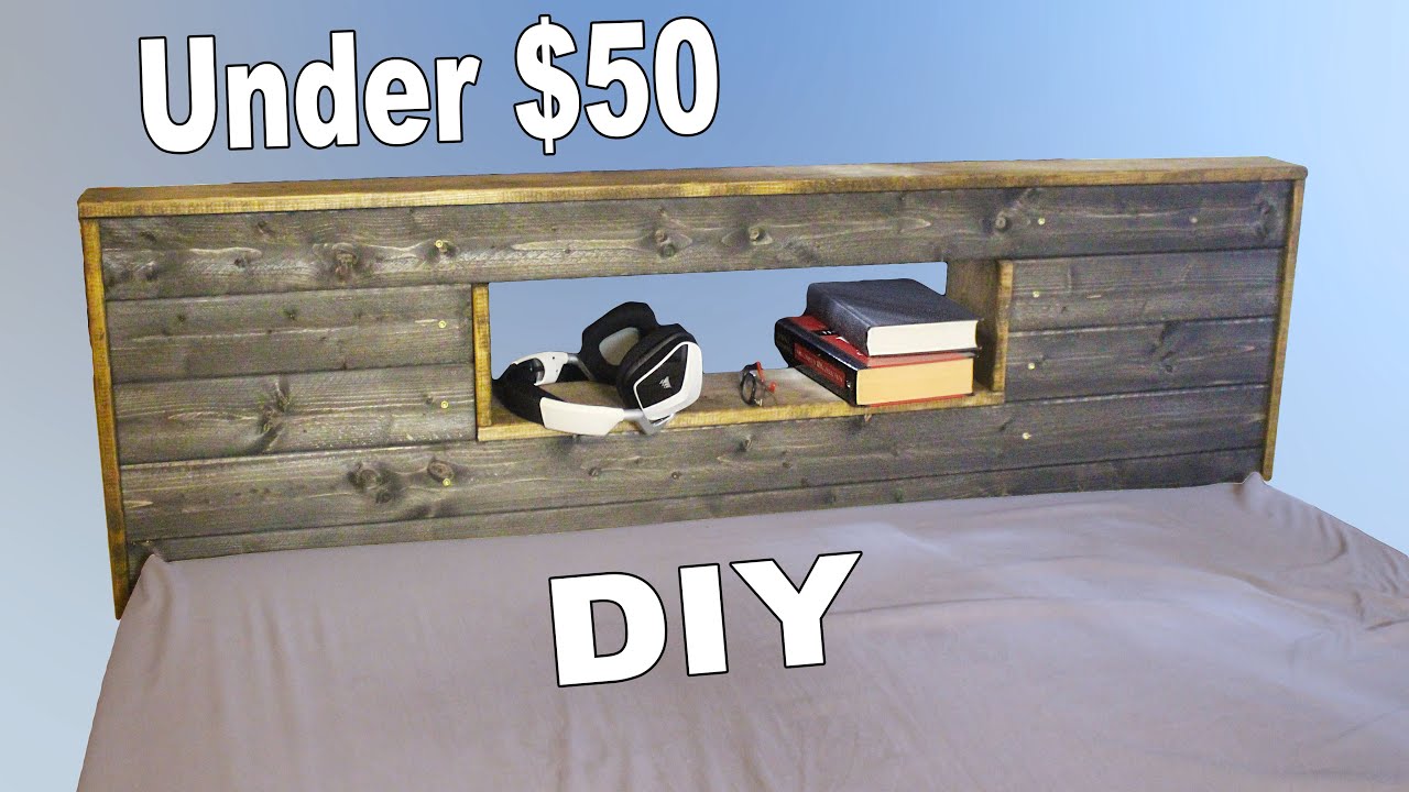 Custom Wooden Headboard with Shelf