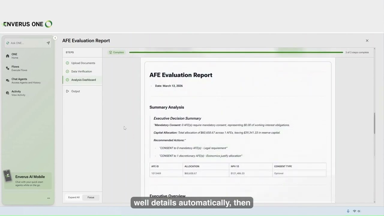 AFE Evaluation Report | Enverus ONE®