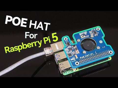 Power Over Ethernet HAT (F) for Raspberry Pi 5, High Power, Cooling Fan, Supports 802.3af/at Network