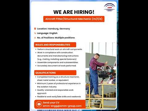 We’re #Hiring || Position: Aircraft Fitter/Structural Mechanic (m/f/d)