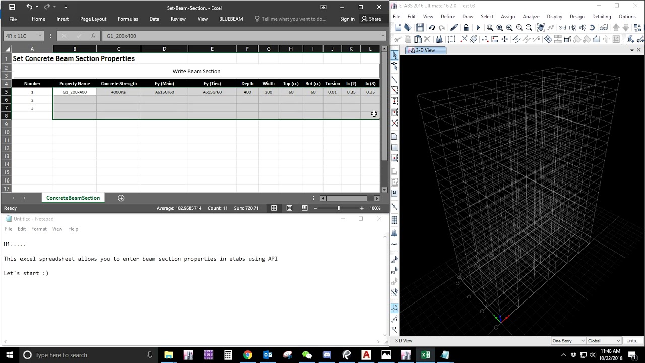 ETABS API - Create Beam Section Properties