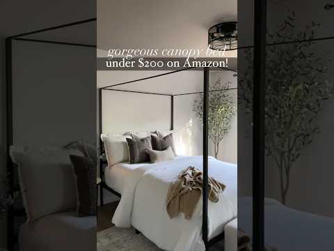 Gorgeous Modern Canopy Bed Under $200! #amazonfinds #amazonhome #bedroomdecor