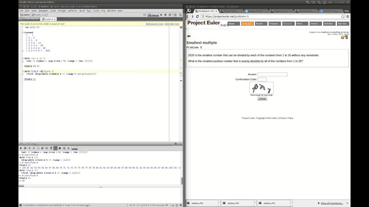 Project Euler 5 - Smallest Multiple - Solved in Clojure