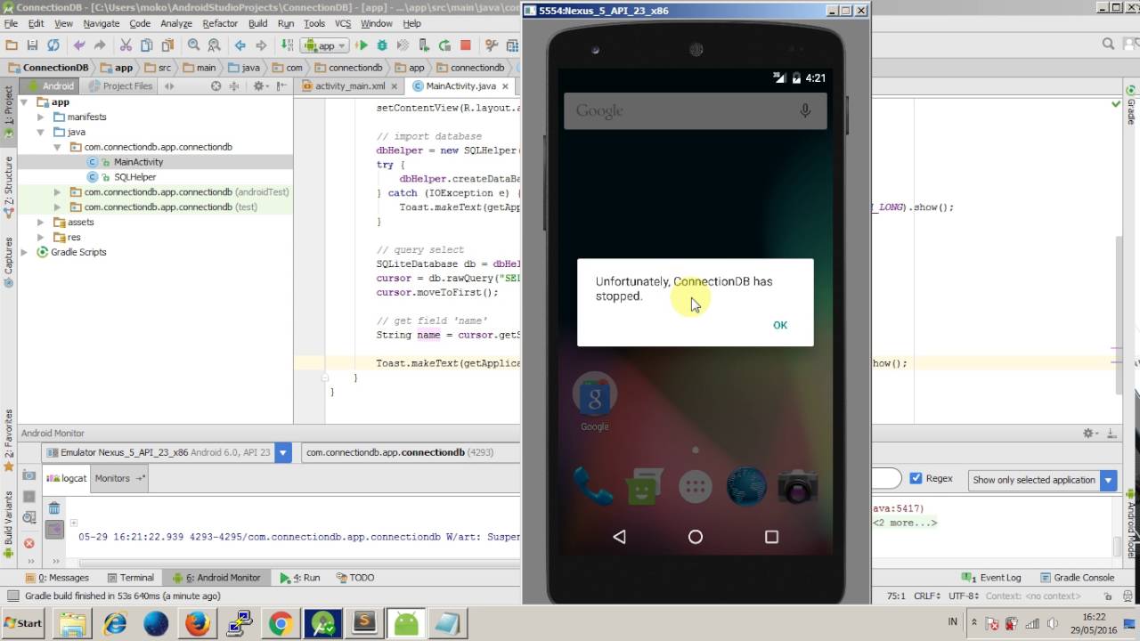 Android problem - The apps cannot read SQlite Database at first time, but second time its works