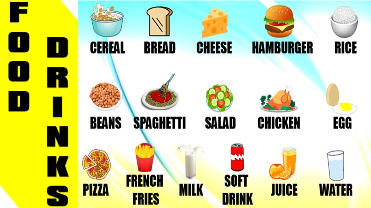 FOOD and DRINKS - English Vocabulary (ALIMENTOS e BEBIDAS EM INGLÊS)