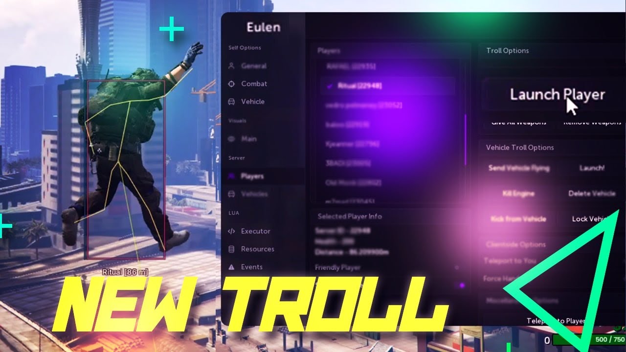 New Troll ⚡ Launch Player | FiveM Eulen Cheats - Lua Executor Trigger Logger Aimbot AC Bypass
