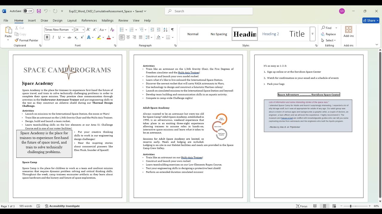 Exp22_Word_Ch02_CumulativeAssessment - Space | Exp22 Word Ch02 CumulativeAssessment Space