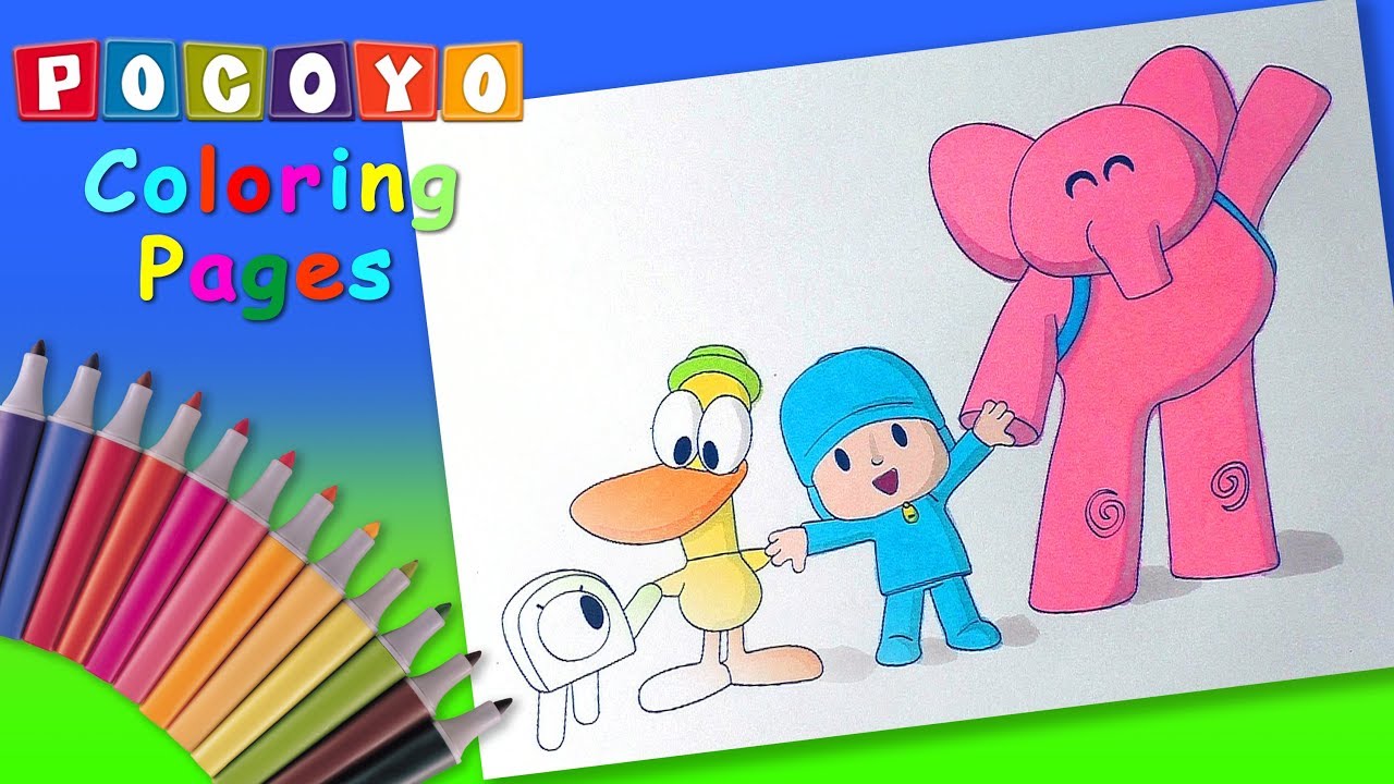 Pocoyo & his friends Coloring Pages #ForKids #LearnColors and Draw with #Pocoyo