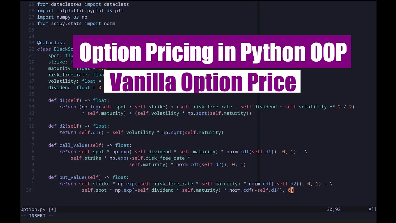 Option Pricing in Python OOP #1 - vanilla option price