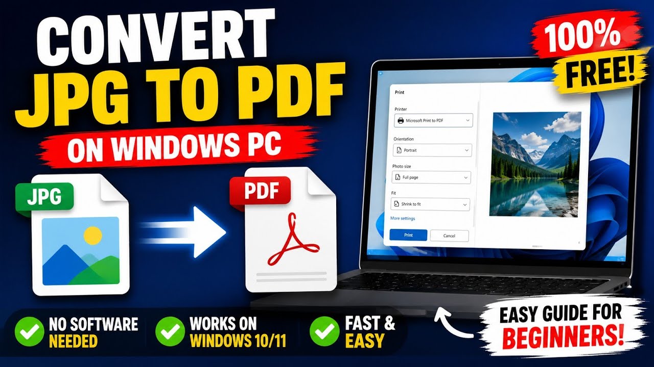 How to Convert JPG to PDF on PC (Windows 10/11) | No Software Needed #ImageToPDF #JPGtoPDF