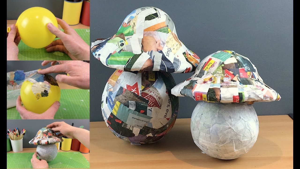 Easy How to Make Basic Giant Paper Mache Mushrooms