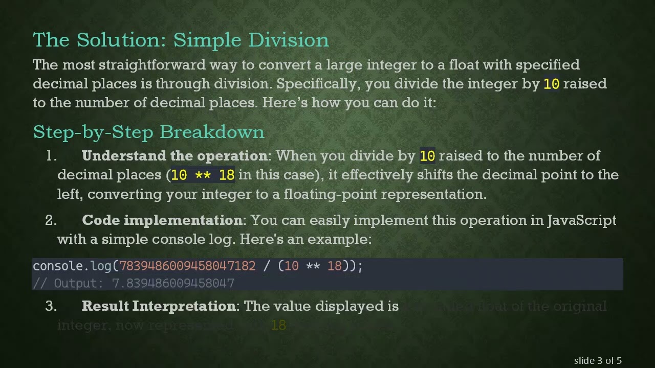 How to Convert an Integer with n Decimal Places to a Float in JavaScript