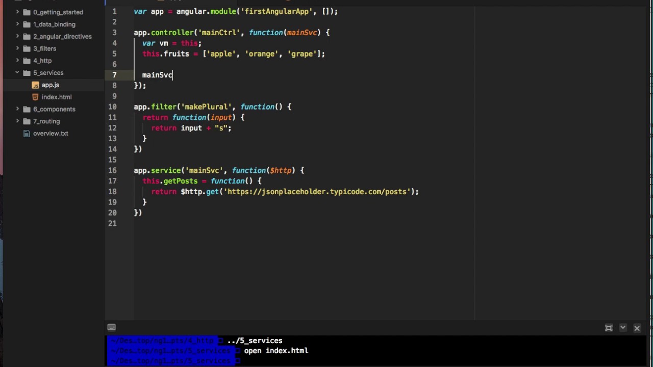 AngularJS 1.6.x Tutorial - 6 - services (and factories)