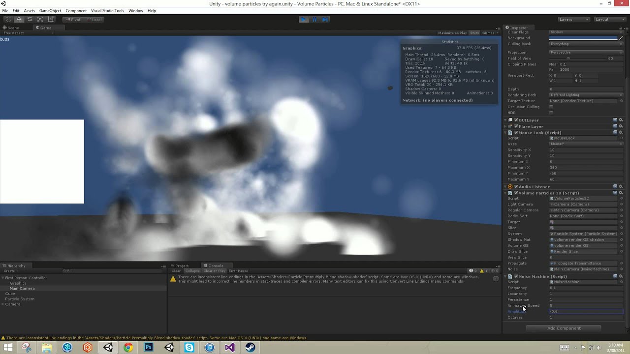 Particle shadow maps and procedural noise