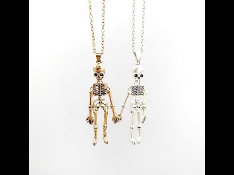BFF necklaces for 2 best friends, skeleton friendship necklace for 2.