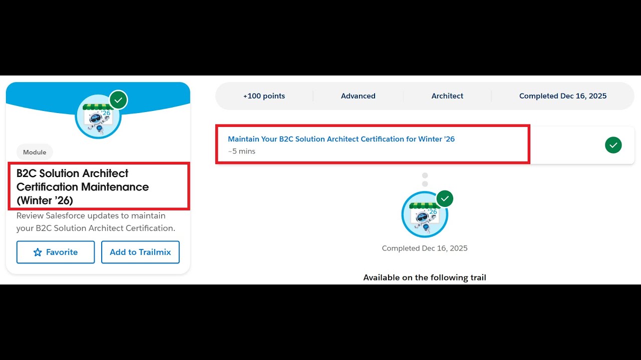 B2C Solution Architect Certification Maintenance (Winter ’26) | Salesforce