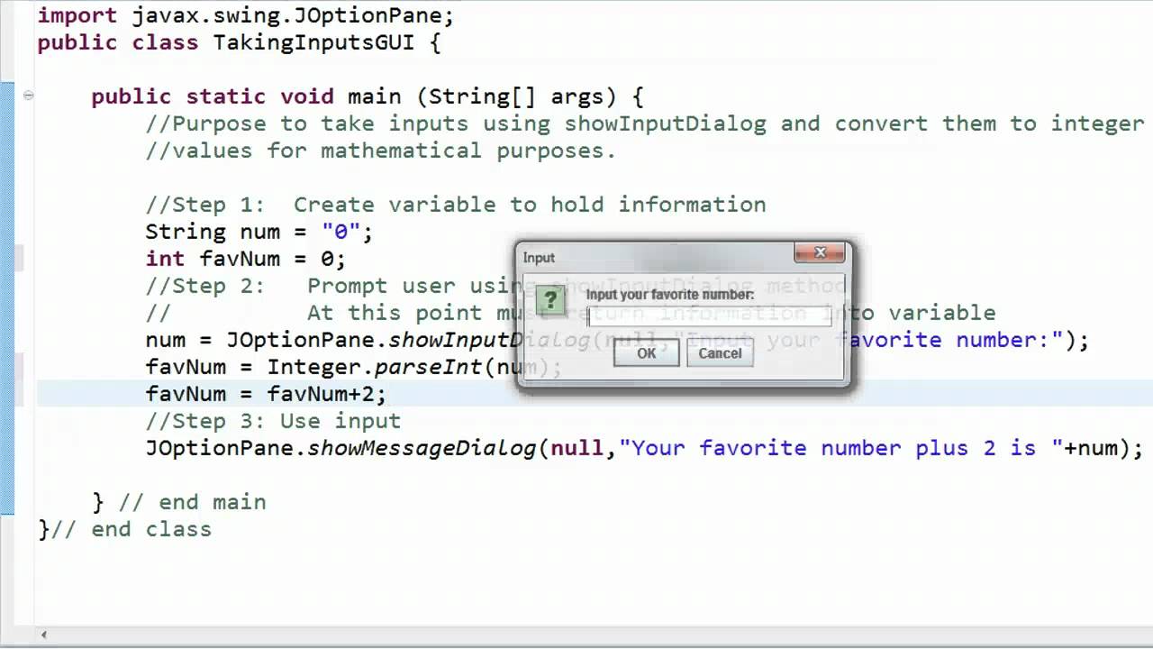 showInputDialog - Conversion String to int