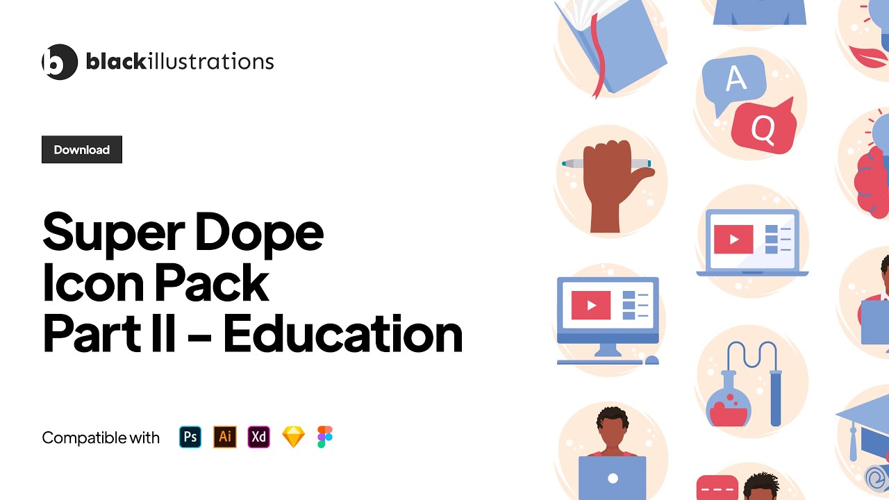 Education Icons | Super Dope Icon Pack II | Black Illustrations