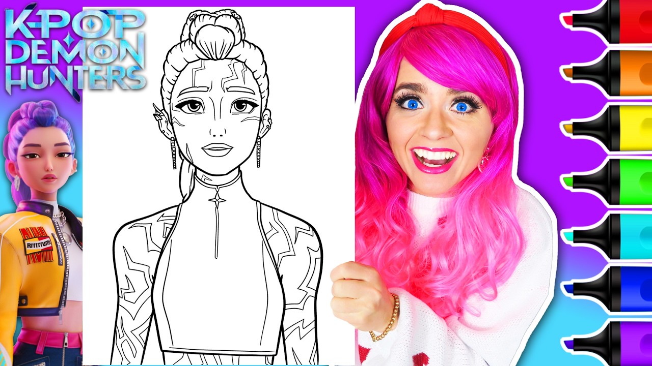 Coloring Rumi with Patterns K-Pop Demon Hunters Coloring Page | Ohuhu Art Markers