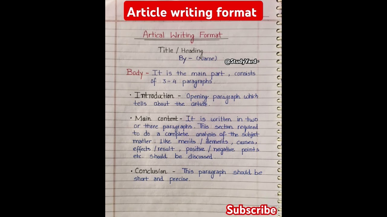 Article writing l Article writing format l Article writing class 8,9,10,11, 12