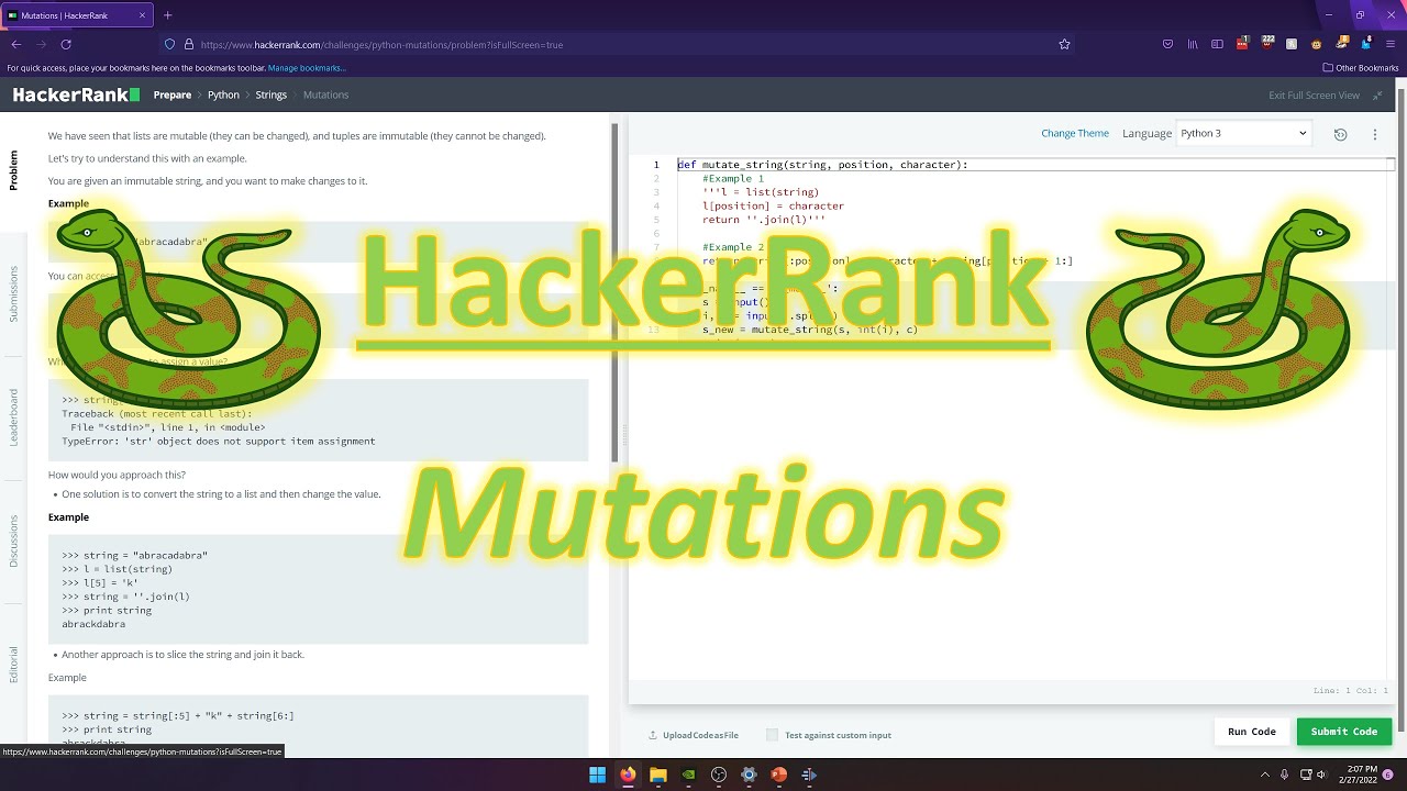 HackerRank (Python): Mutations